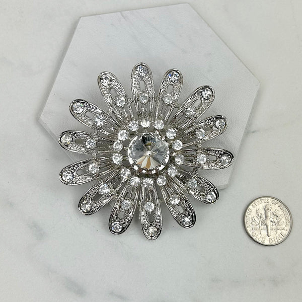 BC120510-13 Silver with clear crystal brooch – westernelite