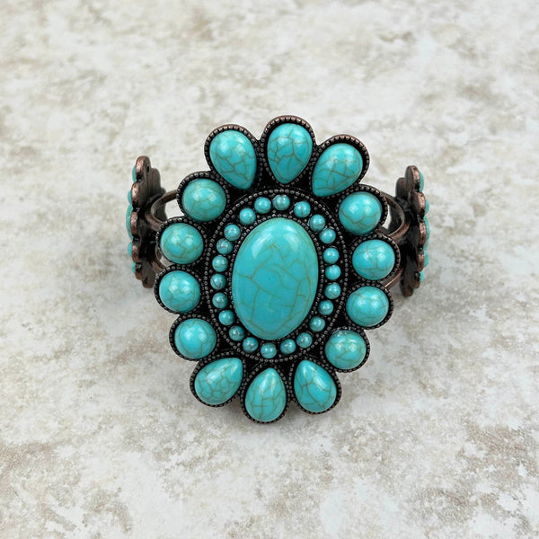BR211230-02-BLUE-COOPER Cooper with Blue Turquoise stone Concho Cuff B ...