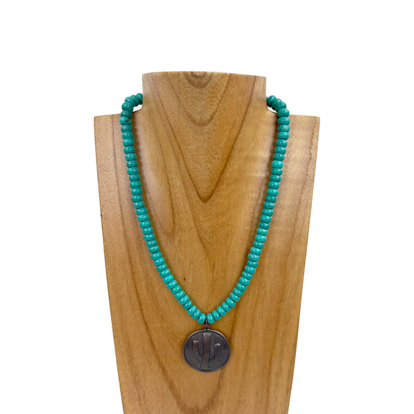 NKZ230930-49 17 inches roundel green stone beads with copper metal cac ...