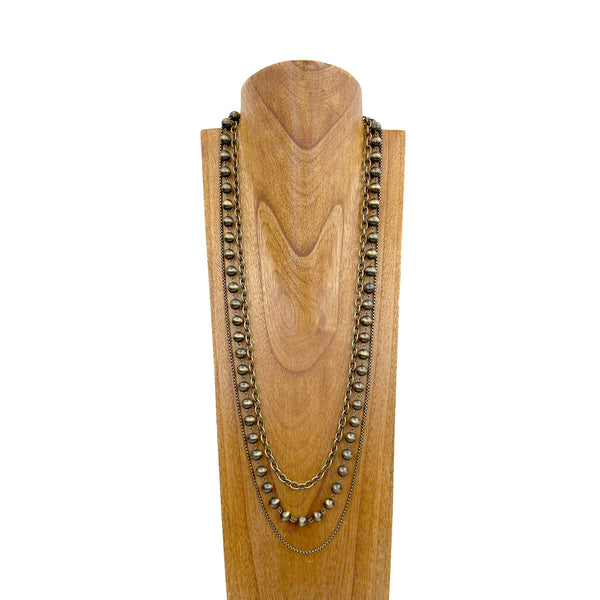 NKZ240330-04 Trible strings brass metal chain Necklace – westernelite