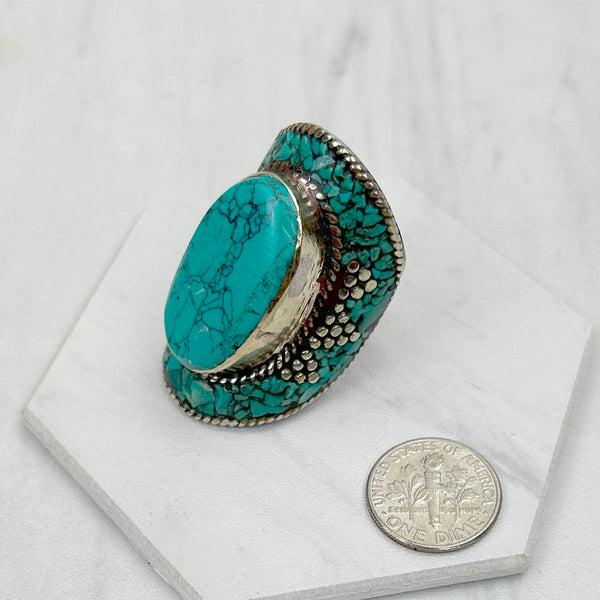 RG240721-37 German silver with blue turquoise stone Ring – westernelite