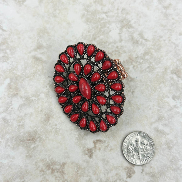 RGY220330-02-RED-COOPER Cooper with red stone concho stretch Ring ...